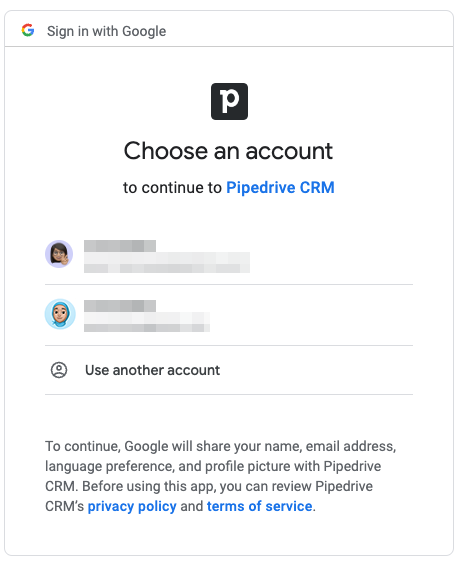 Logging into Pipedrive using Google - Knowledge Base | Pipedrive